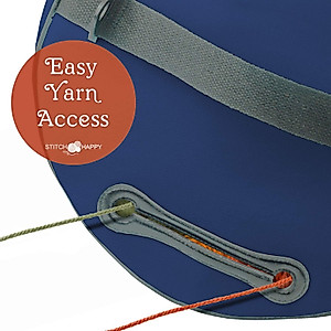 Stitch Happy XL Knitting Bag (Navy): 7 Pocket Yarn Bag, Crochet Bag, Yarn Storage, Crochet Storage