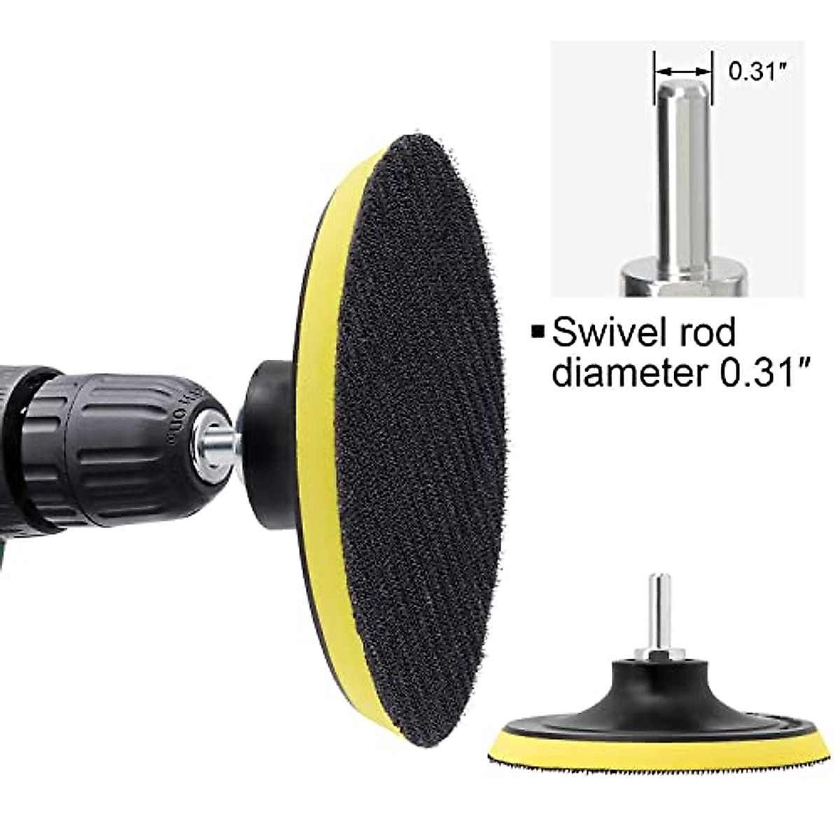 5 Inch(125mm) Hook and Loop Buffing Pad for Sanding Discs, Rotary Backing Pad with M14 Drill Attachment Adapter and Soft Foam Layer