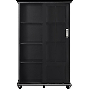 Ameriwood Home Aaron Lane 4 tier Bookcase with Sliding Glass Doors, Black