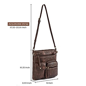 Telena Crossbody Purses for Women Medium PU Leather Shoulder Bag with Multi Pocket for Women Coffee