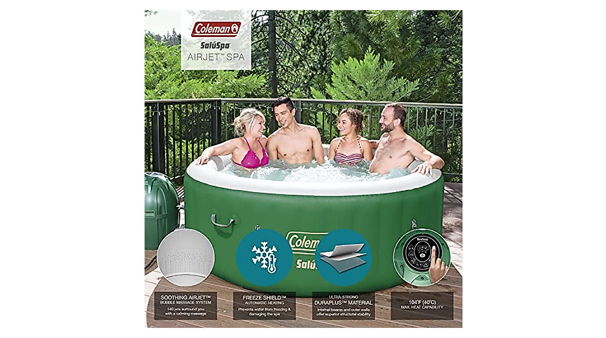 Coleman SaluSpa Inflatable Hot Tub | Portable 4-Person Spa with 140 Jets
