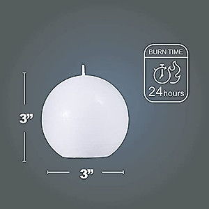 SPAAS Rustic White Round Candles - 3 Inch White Ball Candles - Use as Decorative Candles for Weddings, Celebrations, Holiday, and Home Decor - Set of 6 White Sphere Candles