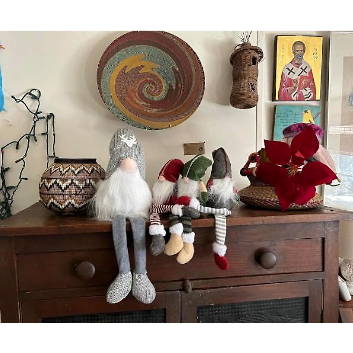 Gnome Christmas Decorations,Handmade Stuffed Gnomes for Home,Plush Blue Scandinavian Tomte 16 in