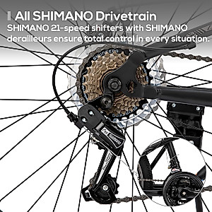 HH HILAND Full Suspension Mens Mountain Bike, 21 Speed, 26 Inch Wheel, Dual Disc Brake Bike for Men Womens Adult Bicycle