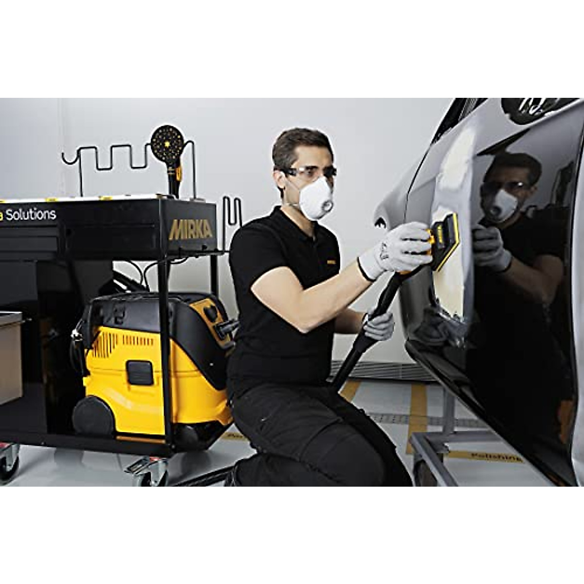 Mirka DEOS Direct Electric Orbital Sander Tool 383XCV / 2.75 inch x 8 inch / 3mm orbit/Dust-free Sanding / MID3830201US,Yellow/Black