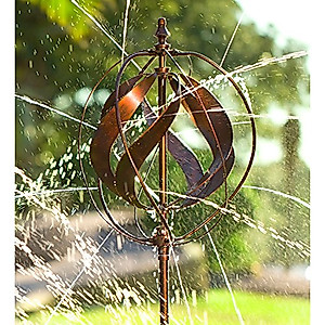 Evergreen 89-inch Copper Outdoor Safe Kinetic Hydro Spinner Lawn Watering Garden Stake