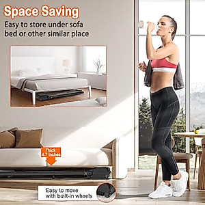 HOWHAI Treadmill, Walking Pad Treadmills for Home with 2.5HP, Speed 6.2-7.6MPH Walking Pad with Handle Bar, Foldable Treadmill, Remote Control and LED Display, Space-Saving for Home Office(Orange)