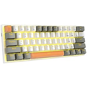 E-YOOSO 60% Mechanical Keyboard, Blue Switches Mechanical Gaming Keyboard Wired with LED Backlit, Ultra-Compact 60 Percent Computer Keyboard for Windows, Mac OS (White Grey)