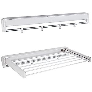 Delysia King Clothes Laundry Drying Rack，Collapsible Wall Mounted Hanger|7 Drying Rods (White)