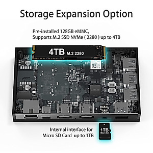 MeLE Quieter2D Fanless Mini PC Window11 Home, Celeron N4000 4GB/128GB Small Desktop, Support M.2 SSD, Dual HDMI 4K,igabit Ethernet on Home IoT