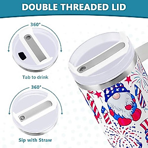 ODAWA Large Cartoon Gnomes Flag Insulated Tumbler Cup with Straw and Handle, 2 in 1 Lid Insulated Double Insulated Tumbler