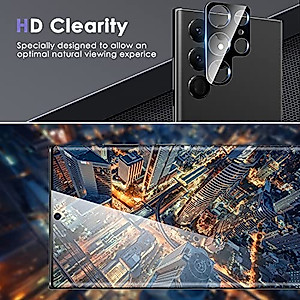[2+2Pack]Asstar Privacy Screen Protector for Samsung Galaxy S23 Ultra,2 Pack 9H Tempered Glass Screen Protector With 2 Pack Camera Lens Protector,Anti-Scratch Case Friendly 【Don’t Support Fingerprint Unlock】