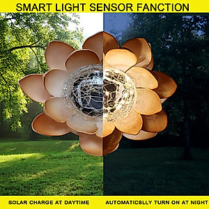 CALENDULA Garden Decoration Light, Solar Lights Outdoor, Crackle Globe Glass Lotus Decoration, Waterproof Flower Light for Patio,Lawn,Walkway,Tabletop,Ground