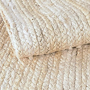 Avgari Creation RUG Jute Natural Hand Braided Rug Rectangle White Handmade Natural Fiber Area Carpet Kitchen, Hallway Rugs For Living-90x150 CM