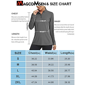 MAGCOMSEN Quarter Zip Women Long Sleeve Sun Shirts UV Protection Collared Golf Shirt Hiking Athletic Tops Dark Grey L
