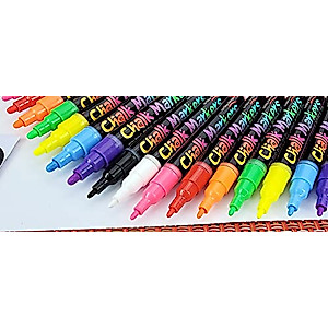 18 Classic Neon Chalk Markers Double Pack of Both Fine and Reversible Medium Tip Liquid Chalk Pens Wet Erasable - Menu Boards, Glass, Windows, White Boards, Classrooms, Mirrors, Chalk Boards, Plastic