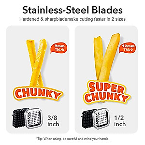 French Fry Cutter, Befano Potato Slicer Fry Cutter | Stainless Steel Potato Cutter for French Fries Cutter with 1/2-Inch and 3/8-Inch Blade Great for Potato, French Fries, Cucumber Vegetables Carrot