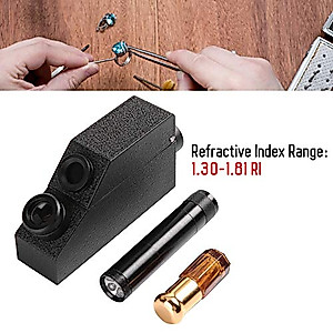 Salmue Gem Refractometer,Jewelry RHG181 1.30-1.81 Professional Gemstone ldentification Gem Refractometer with 3ml Reflective Index Fluid for Gemologists Travel/Portable Lab Suitcase.