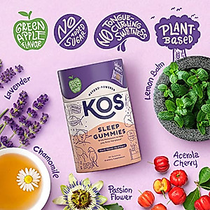 KOS Sleep Gummies - Sugar & Gelatin Free Sleep Aid Gummies for Adults - 50mg L-theanine & 6mg Melatonin Gummies - Individually Wrapped, Plant-Based Formula for a Restful Sleep - 30 Day Supply