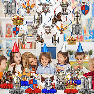 9 Pieces Knights Decorations Knight Birthday Party Supplies Medieval Honeycomb Centerpieces Castle Table Centerpieces Medieval Table Topper Centerpieces for Medieval Party Supplies