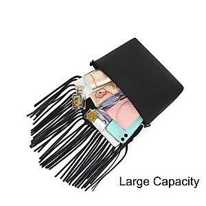ZOVYRON Western Fringe Crossbody Purse, Boho Cow Print Bag Small Leather Fringe Purse Leopard Tassel Fringe Shoulder Bag for Women