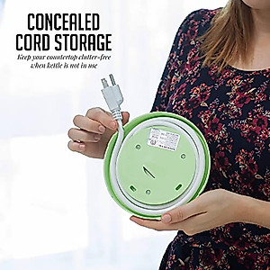 Ovente Portable Electric Kettle Stainless Steel Instant Hot Water Boiler Heater 1.7 Liter 1100W Double Wall Insulated Fast Boiling with Automatic Shut Off for Coffee Tea & Cold Drinks, Green KD64G