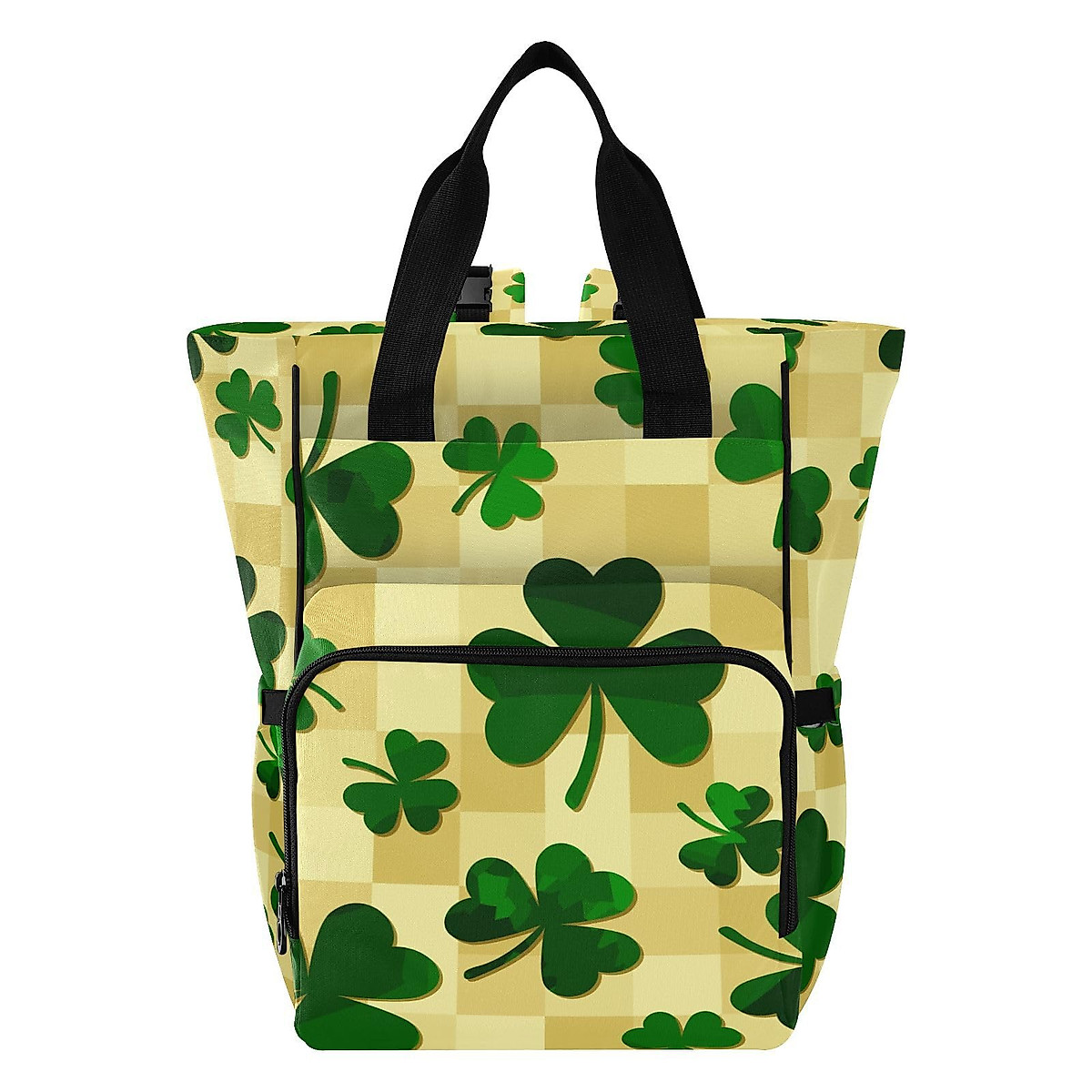 St. Patrick's Day Shamrock Diaper Bag Backpack for Baby Boys Girls Baby Essentials Travel Tote with Stroller Straps & Bottle Storage Nappy Changing Bag for Traveling Shopping Hiking Moms Dads