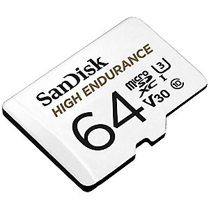 SanDisk 64GB High Endurance Video MicroSDXC Card with Adapter for Dash Cam and Home Monitoring Systems - C10, U3, V30, 4K UHD, Micro SD Card - SDSQQNR-064G-GN6IA