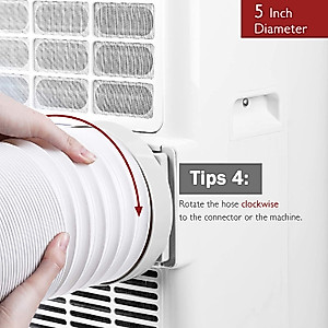 TURBRO 5 Inch Portable Air Conditioner Universal Exhaust Hose Clockwise Thread with Window Vent Kit