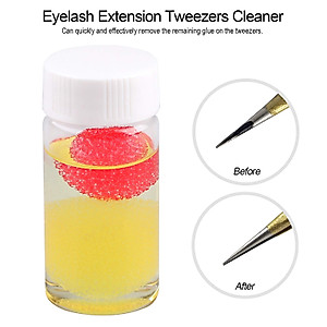 2 Pieces Eyelash Extension Tweezers Cleaner, Tweezers Cleaning Tool Kit with Liquid Glue Remover and Sponge Ball For Lash Extension Application