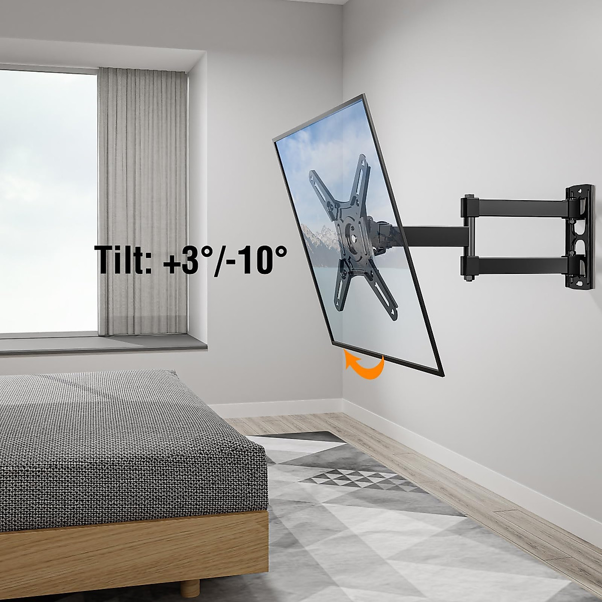 ELIVED Full Motion TV Monitor Wall Mount for Most 14-42 Inch LED LCD Flat Screen TVs & Monitors, Swivels Tilts Extension Rotation, Max VESA 200x200mm, up to 33 lbs.