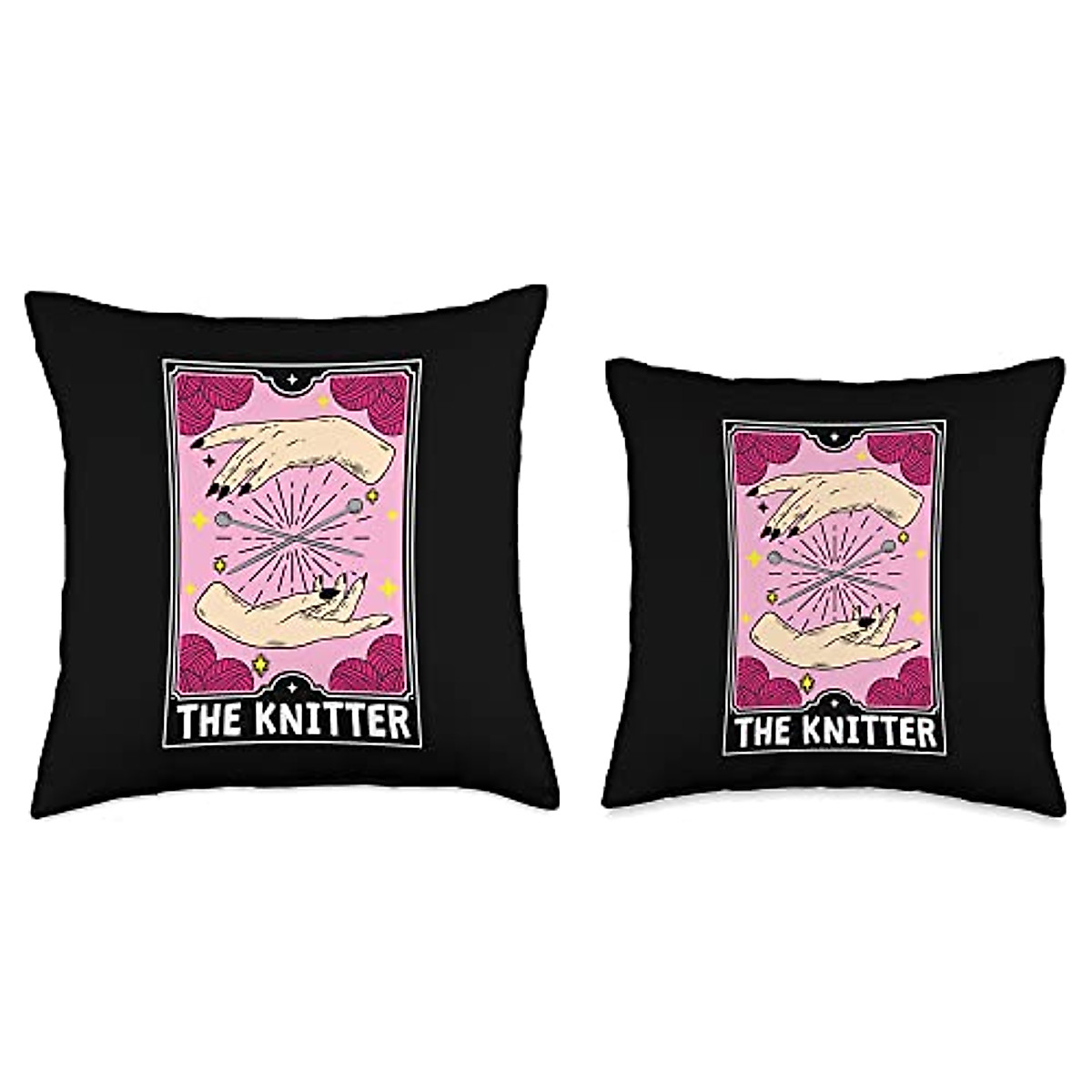Knitting Apparel for Knitter Funny Knitting Knitter Tarot Card Throw Pillow, 16x16, Multicolor