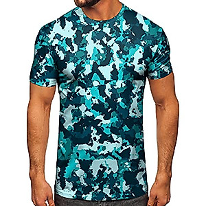 DUOWEI Men Fashion Spring Summer Casual Short Sleeve O Neck Camouflage Printed T Shirts Top Blouse