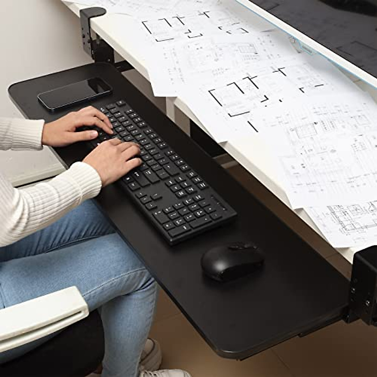 Kanrichu 36'' Extra Large Keyboard Tray, No Screw Long Adjustable ...