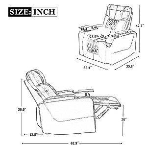 Merax Electric Recliner Chair with USB Charge Port, 360 Swivel Tray Table, Hand in-Arm Storage, and Cup Holders, Ambient Lighting - Ambient Lighting Gaming Recliner Chair Home Theater Seating(Brown)