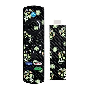 MightySkins Carbon Fiber Skin Compatible with Amazon Fire TV Stick 4K Max - Nighttime Skulls | Protective, Durable Textured Carbon Fiber Finish | Easy to Apply and Change Styles | Made in The USA