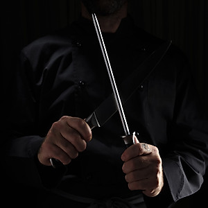 Cutluxe Bullnose Breaking Knife & Sharpening Rod– Forged High Carbon German Steel – Full Tang & Razor Sharp – Ergonomic Handle Design – Artisan Series