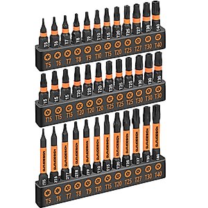 GURADESIGN 36-Piece Torx Bit Set, Tamper Resistant Star Bits Set,Security Torx Bit Set, T5 - T40, S2 Steel, 1" and 2.38" Long