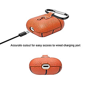 Tiflook AirPods Case, Cool Design AirPod Case with Keychain, [Front LED Visible] Premium PU Leather Full Body Shockproof Air Pod Protective Case Cover Skin Compatible with AirPod 2 and 1, Basketball
