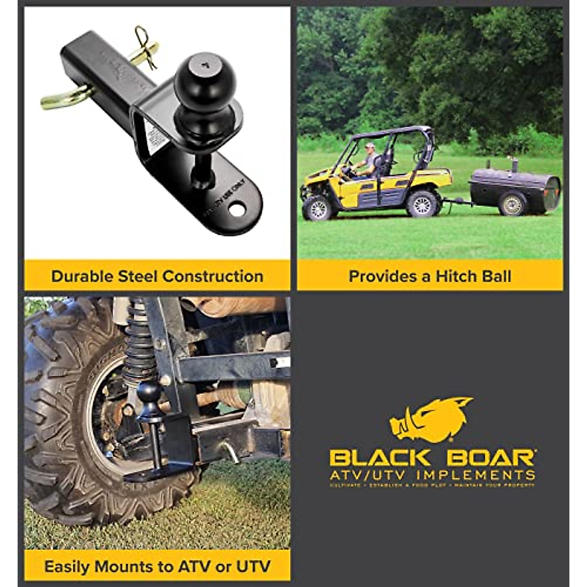 ATV/UTV Mount with Hitch Ball and Winch Strap Loop (2" Ball 2" Shank) (66025)