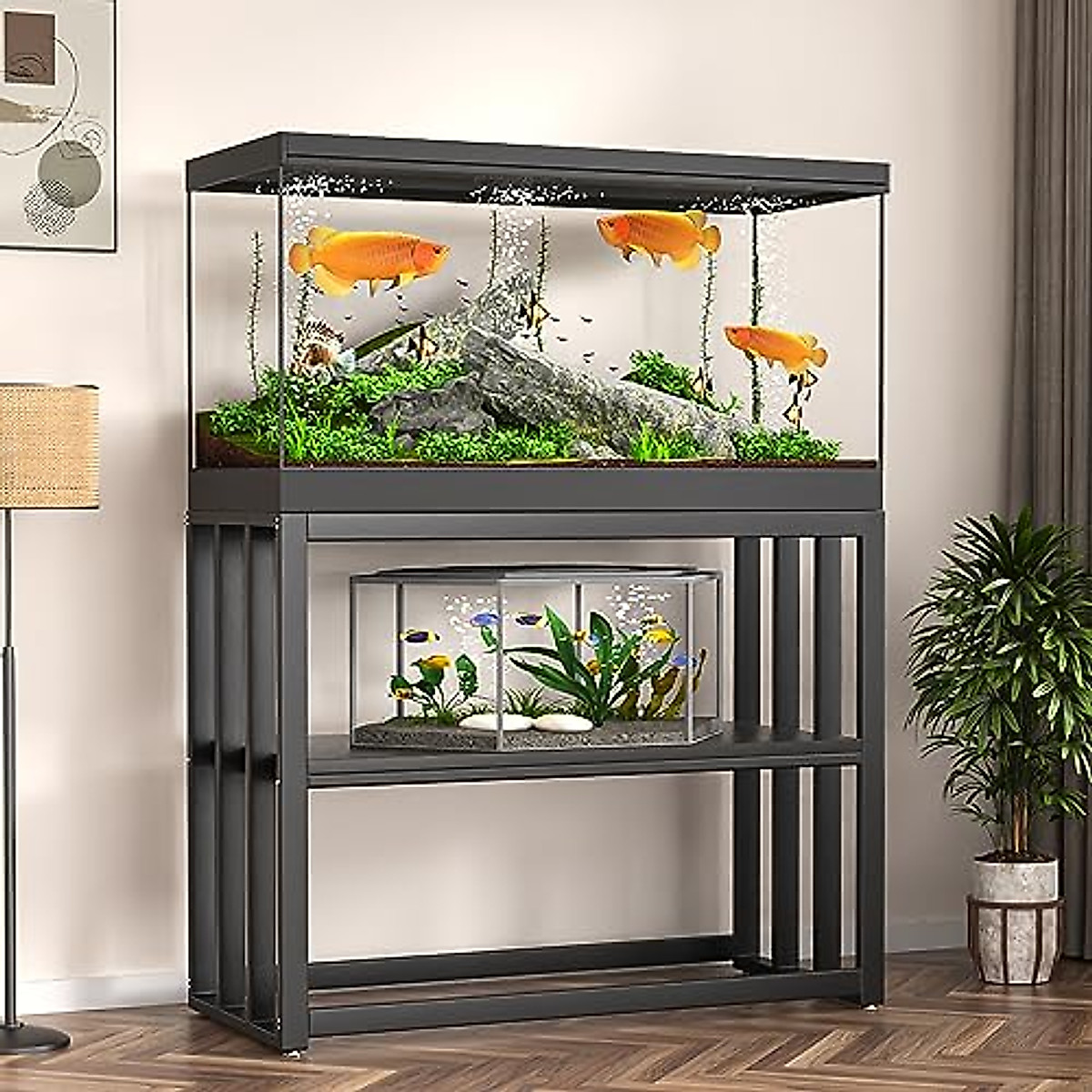 DeaTee Fish Tank Stand 40 Gallon Heavy Duty Thickened Metal Aquarium Stand Aquarium Reptile Breeder Tank Stand Terrarium Stand 36.5 x 18.5 x 29.5, Weight Capacity 700LBS