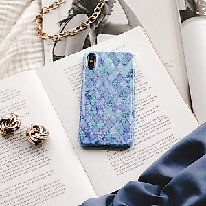 BURGA Phone Case Compatible with Samsung Galaxy A40 - Paradise Valley Turquoise Teal Moroccan Tiles Pattern Mosaic Cute Case for Women Thin Design Durable Hard Plastic Protective Case