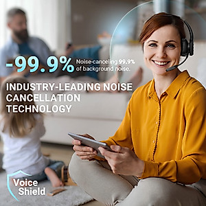 Trueque Bluetooth Headset, Trucker Wireless Headset with Microphone AI Noise Canceling & Mute Button, 60 Hrs Work Time On-Ear Headphones with USB Dongle for Call Center, Remote Work, Trucker, Zoom