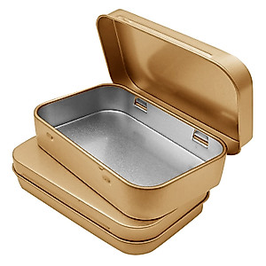 6 Pcs Metal Hinged Tin Box Container Mini Portable Small Storage Container Kit with Lid for Home Storage 3.7 x 2.3 x 0.8 Inch, Gold
