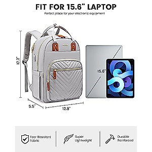 LOVEVOOK Travel Laptop Backpack, 15.6 Inch Anti-Theft Waterproof Stylish Purse Bag with USB Port, Lightweight Casual Day Backpacks for Women Men Work Business Nurse, Grey