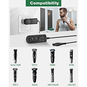 HQ8505 Replacement Charger Cord Fit for 2300 3500 7000 5000 3000 Series mg5750 mg7750 Electric Shaver Razor, Aquatec Arcitec Multigroom Beard Trimmer