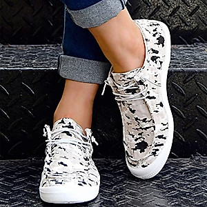 Women Shoes Casual Shoes Non Positioning Tie Dye Printing Sports Shoes Canvas Fashion Casual Shoes Woman Sandals Size 6 White