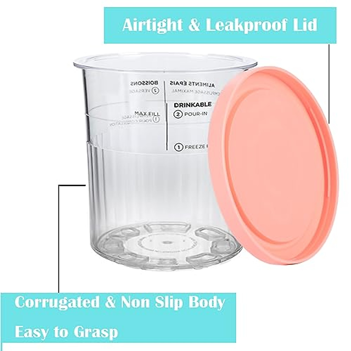 WHSSFINE Ice Cream Containers Replacement Pints and Lids 24oz for Ninja Creami Deluxe Compatible with NC500, NC501 Series Leakproof Pack of 4 Blue Yellow Pink Green