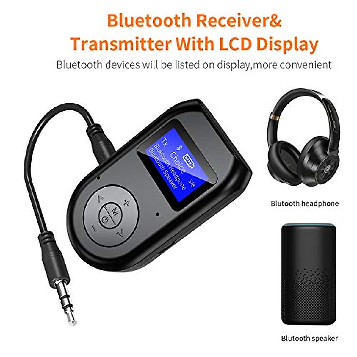 ZIIDOO Visible Bluetooth Transmitter and Receiver,4-in-1 Wireless ...
