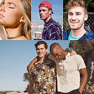 FIFATA Cross Dangle Earrings for Men 20 Pieces, Stainless Steel Stud Hinged Hoop Earrings, Long Chain Kpop Earrings for Women, Black and Silver